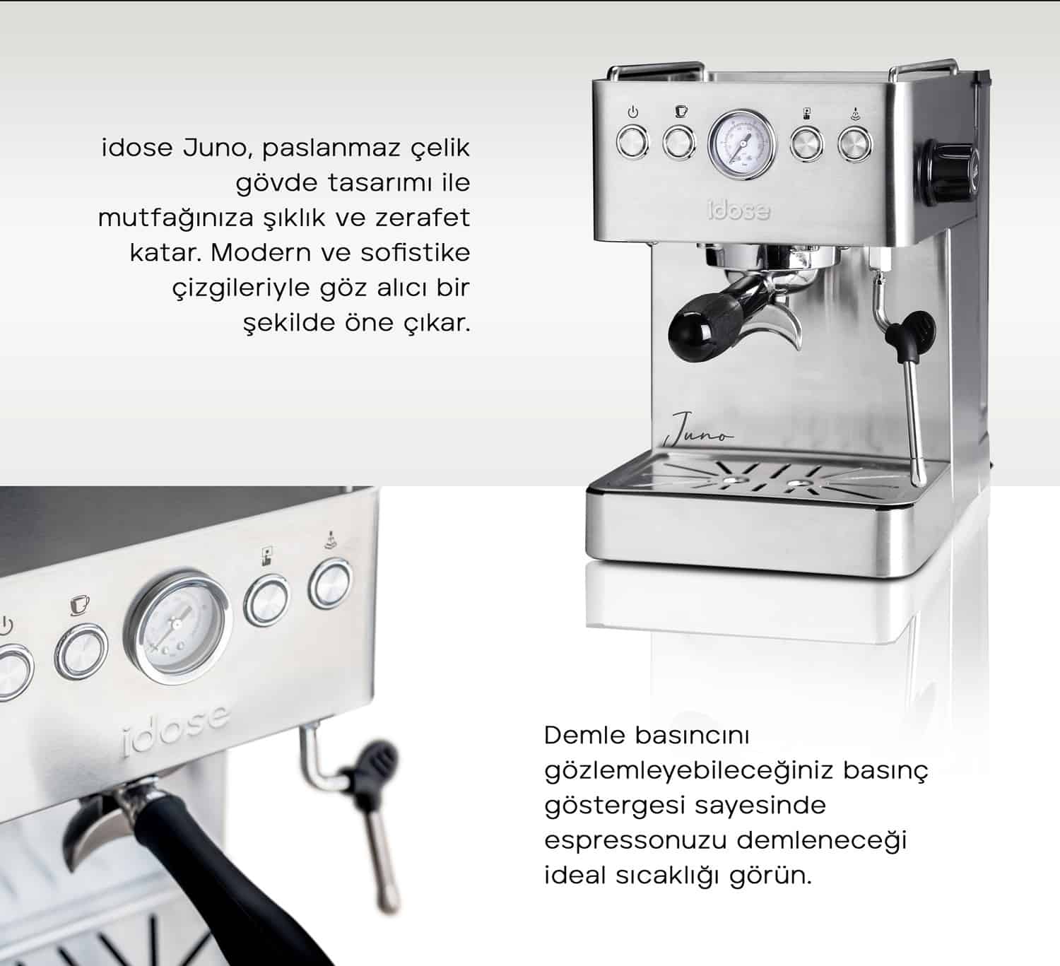 idose Juno Ev Tipi Manuel Espresso Makinesi - kahvemod.com